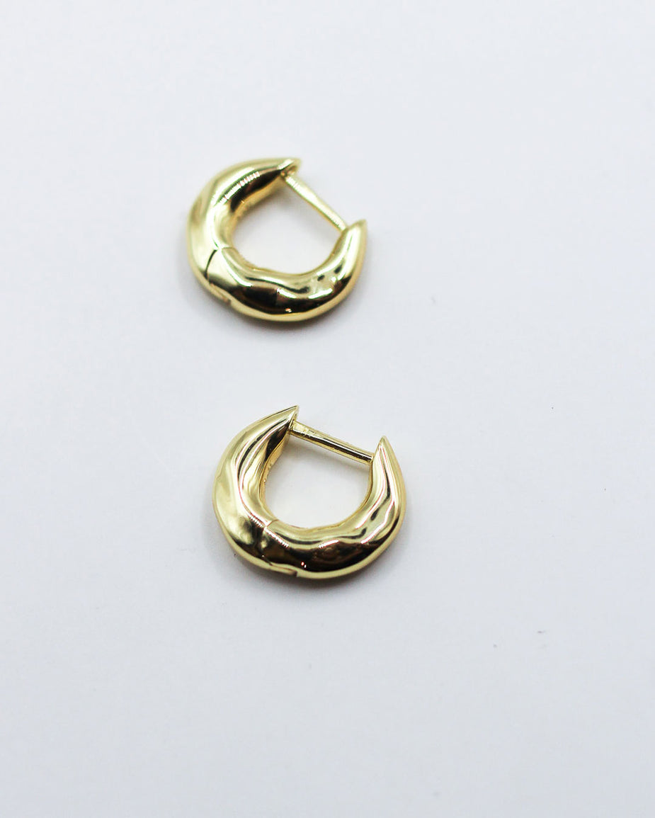 Mini Wonky Huggies | Silver & Gold Small Hoop Earrings – F+H Studios