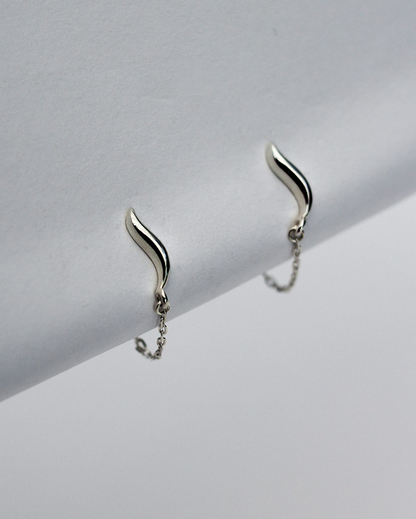 Wave Chain Stud Earrings - F+H Studios